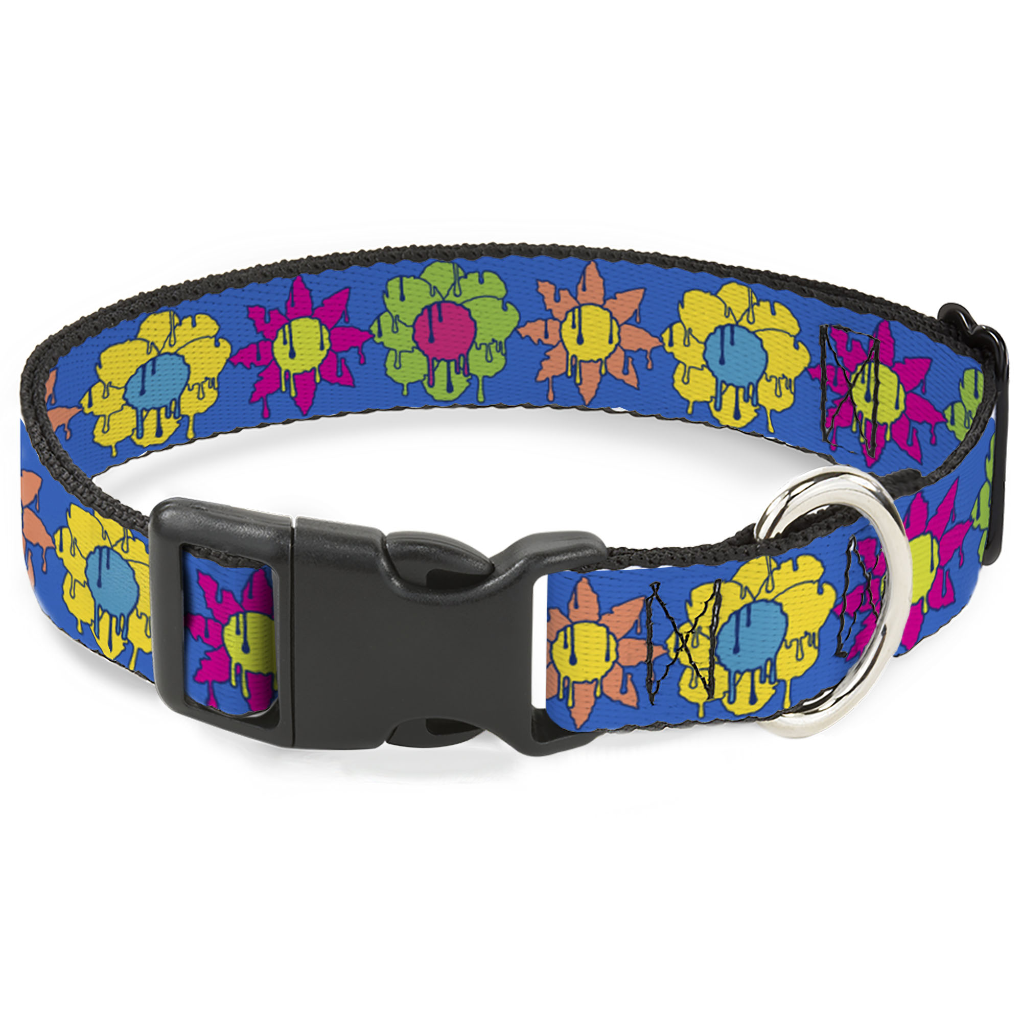 Plastic Clip Collar Funky Flower Drip Blue/Multi Color Medium 11-16 ...