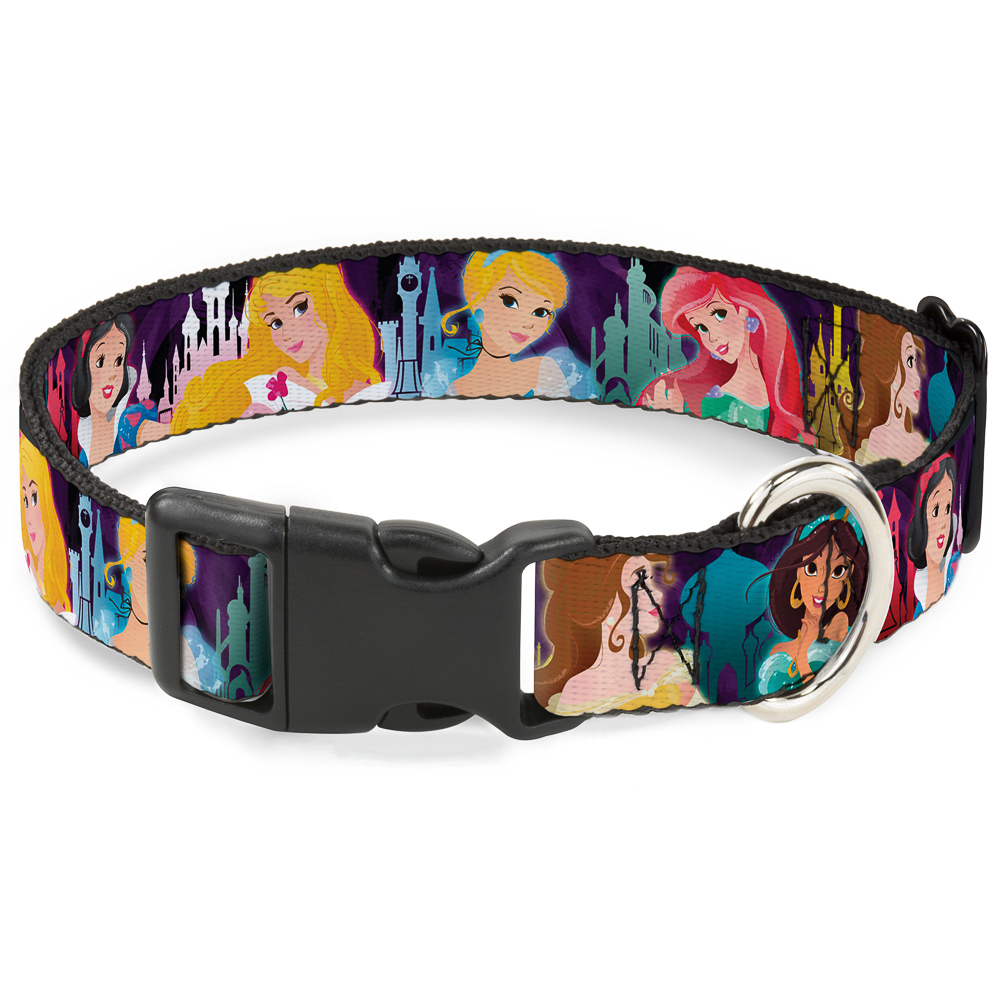 Plastic Clip Collar Disney Princess Poses/Castle Silhouettes Purples ...