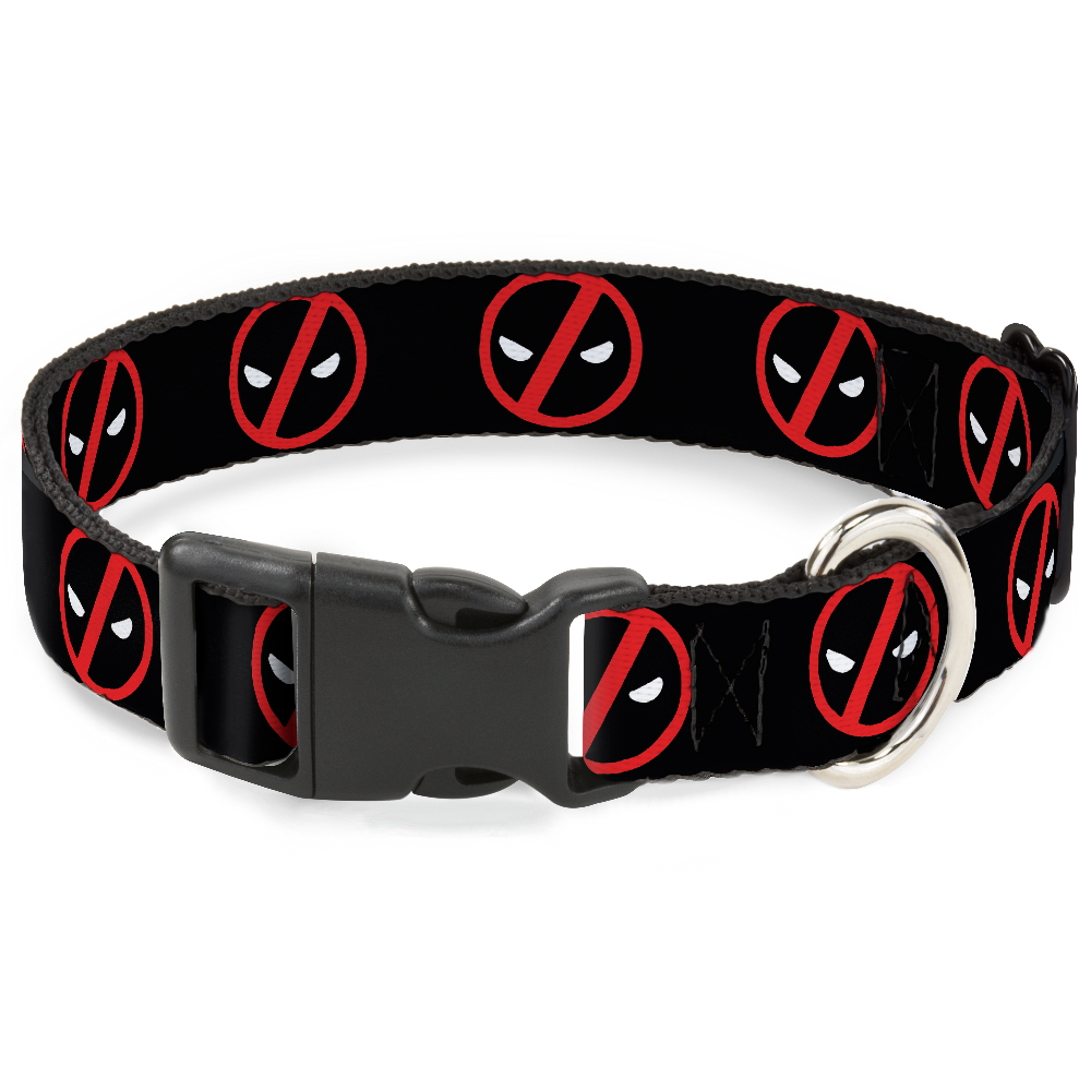 Plastic Clip Collar Deadpool Logo2 Black/Red/White Small 9.5-13 ...