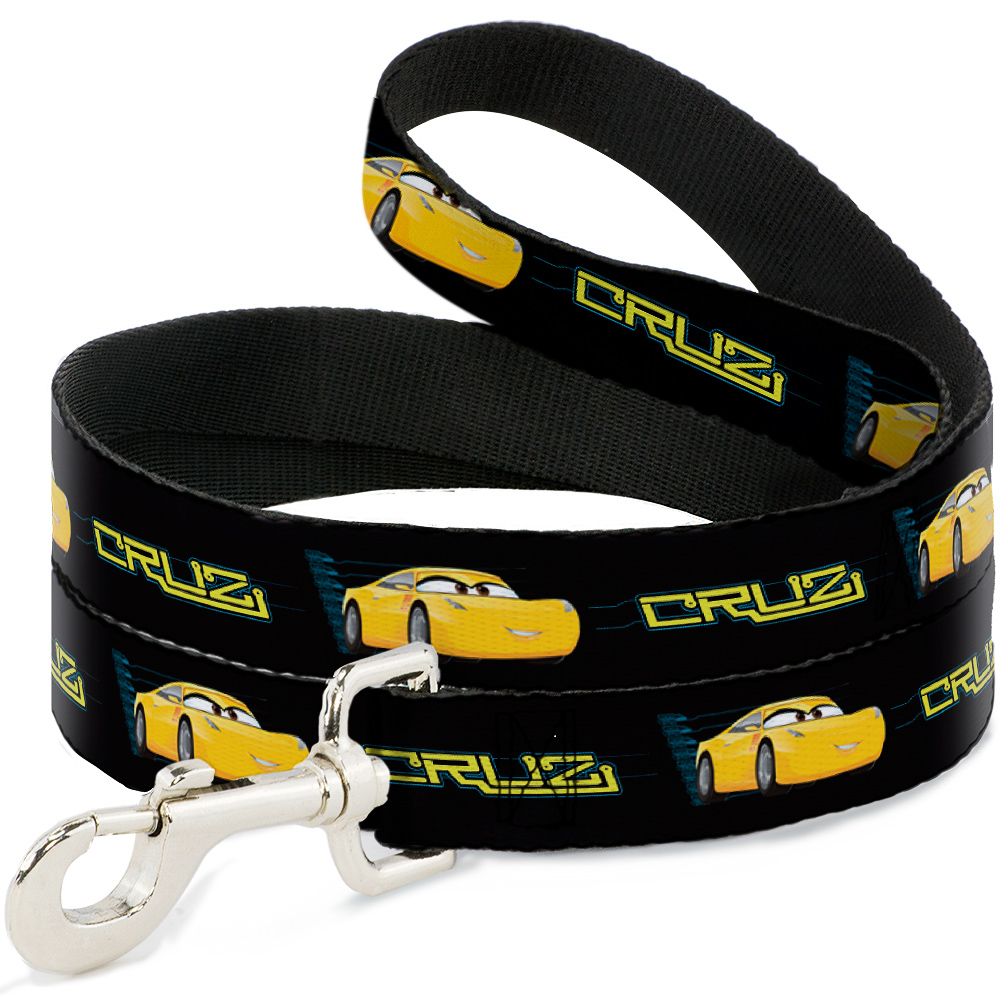 Dog Leash 6-FEET Cars 3 CRUZ Car Profile Black/Blue/Yellow NARROW 0.5 ...
