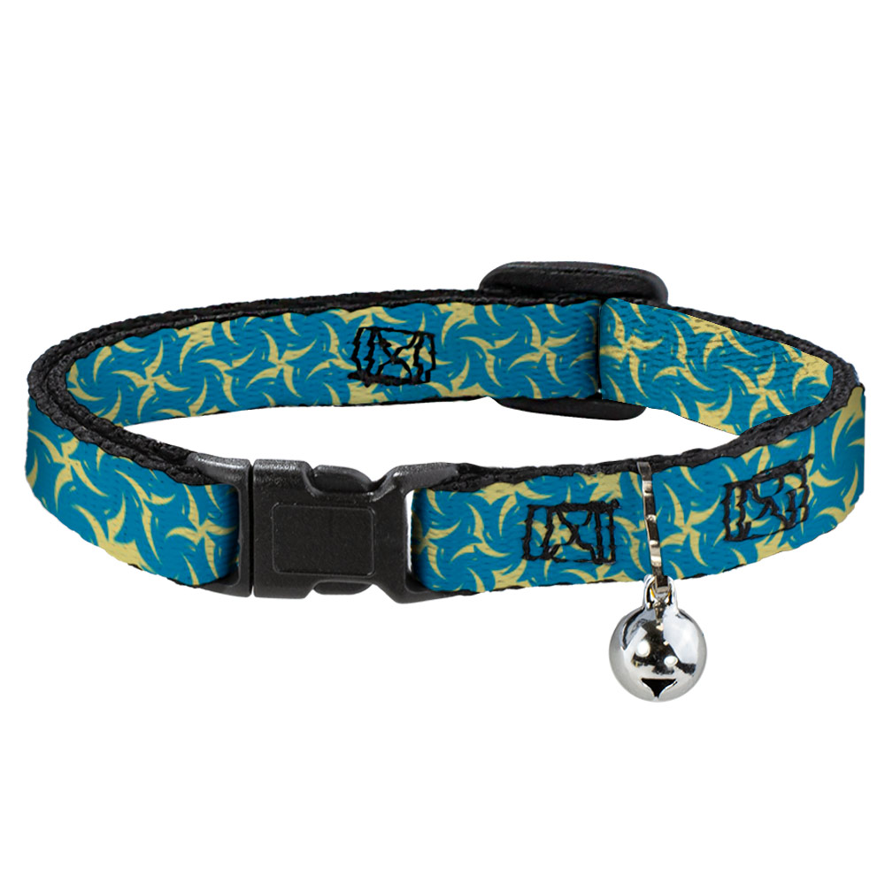Cat Collar Breakaway with Bell Pinwheel Plumes Beige/Turquoise NARROW ...
