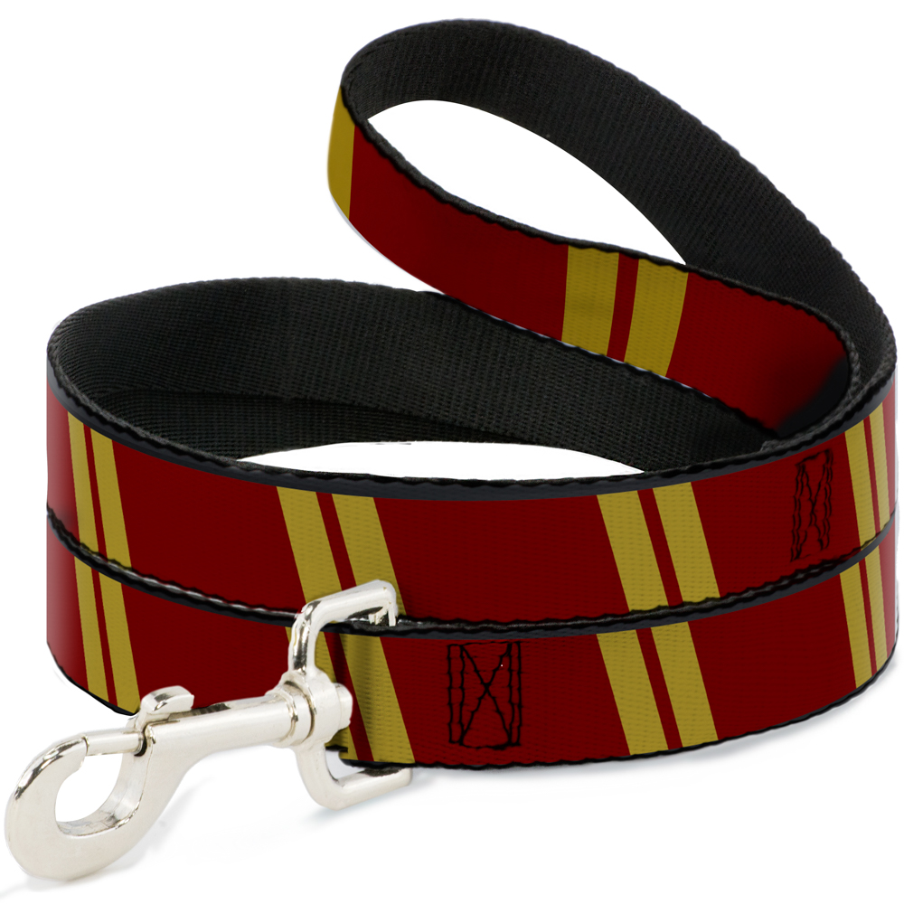 Dog Leash 6-FEET Hash Mark Stripe Double Maroon/Gold NARROW 0.5 ...