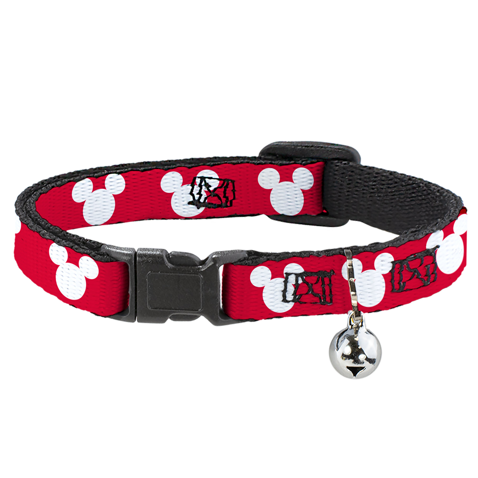 Cat Collar Breakaway with Bell Mickey Mouse Ears Icon Red/White NARROW ...