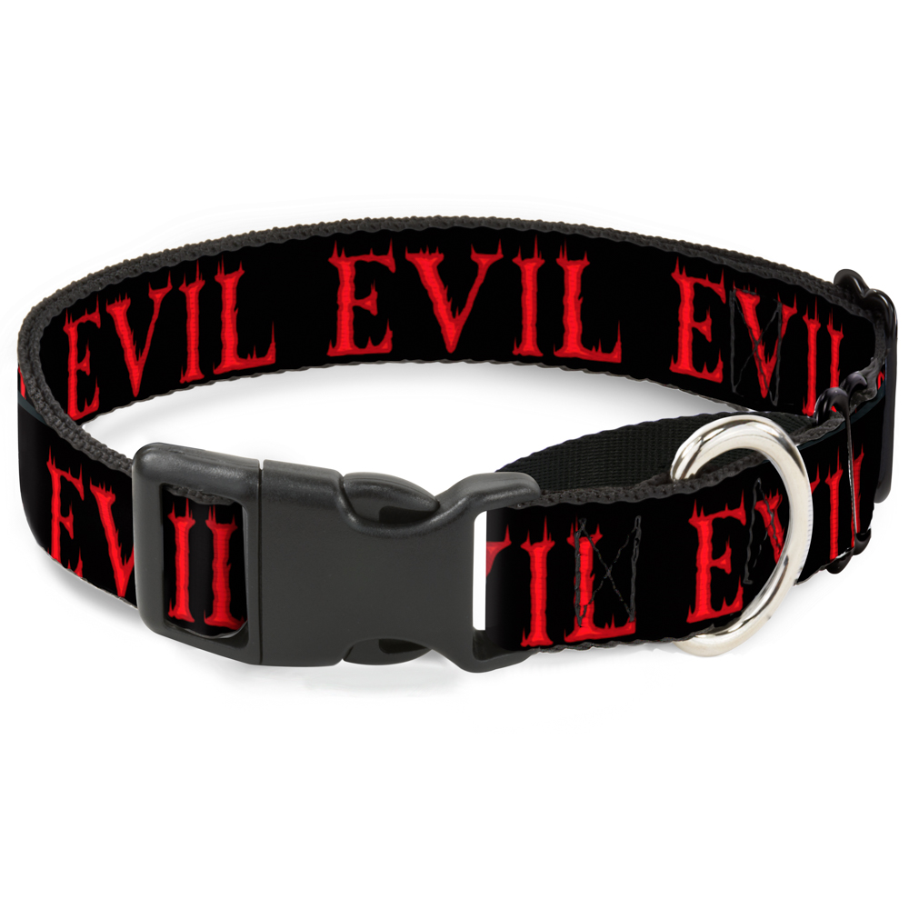 Plastic Martingale Collar Flaming EVIL Black/Red Large 15-26 ...