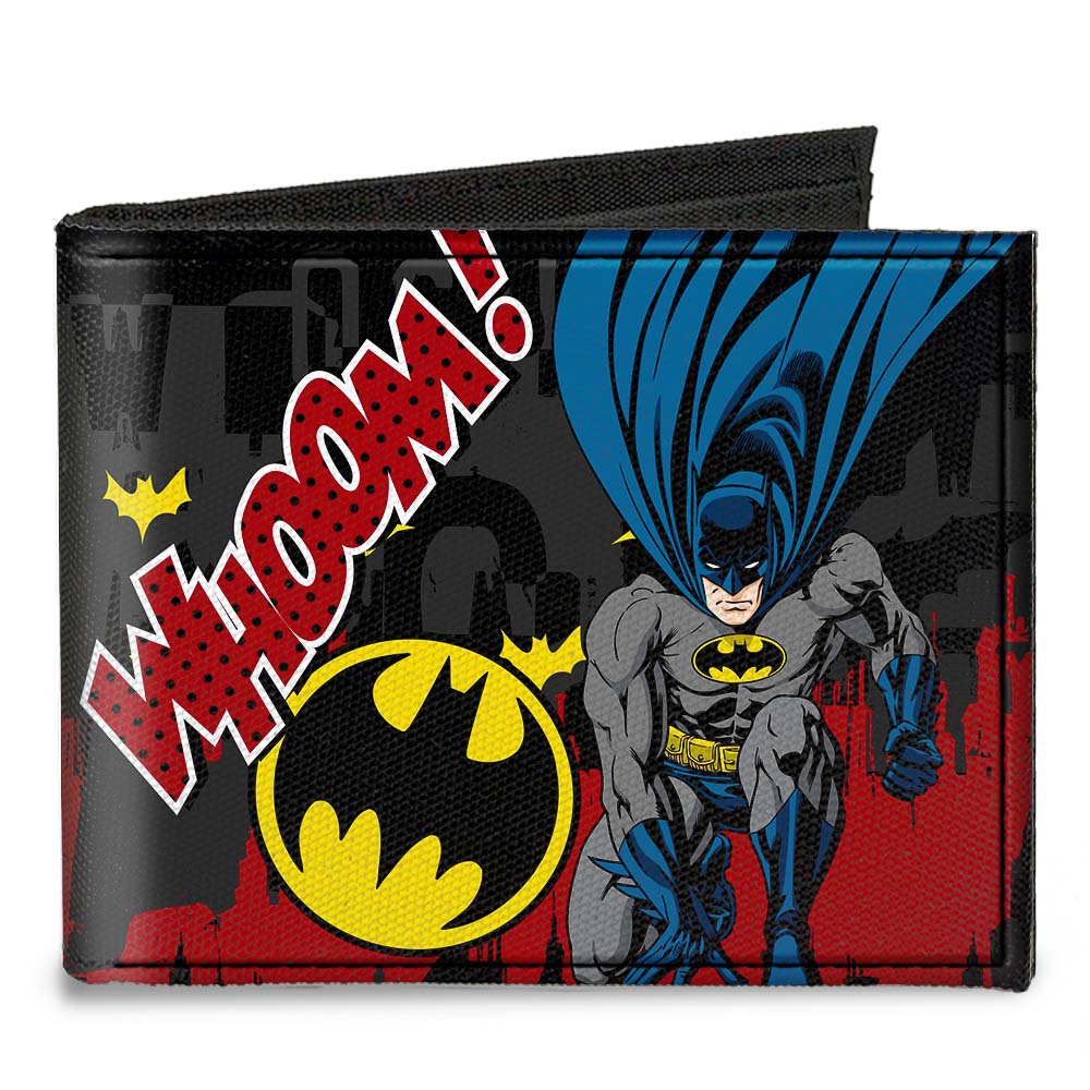 Canvas Bi-Fold Wallet Batman Action Poses WHOOM! Gray/Black/Red ...