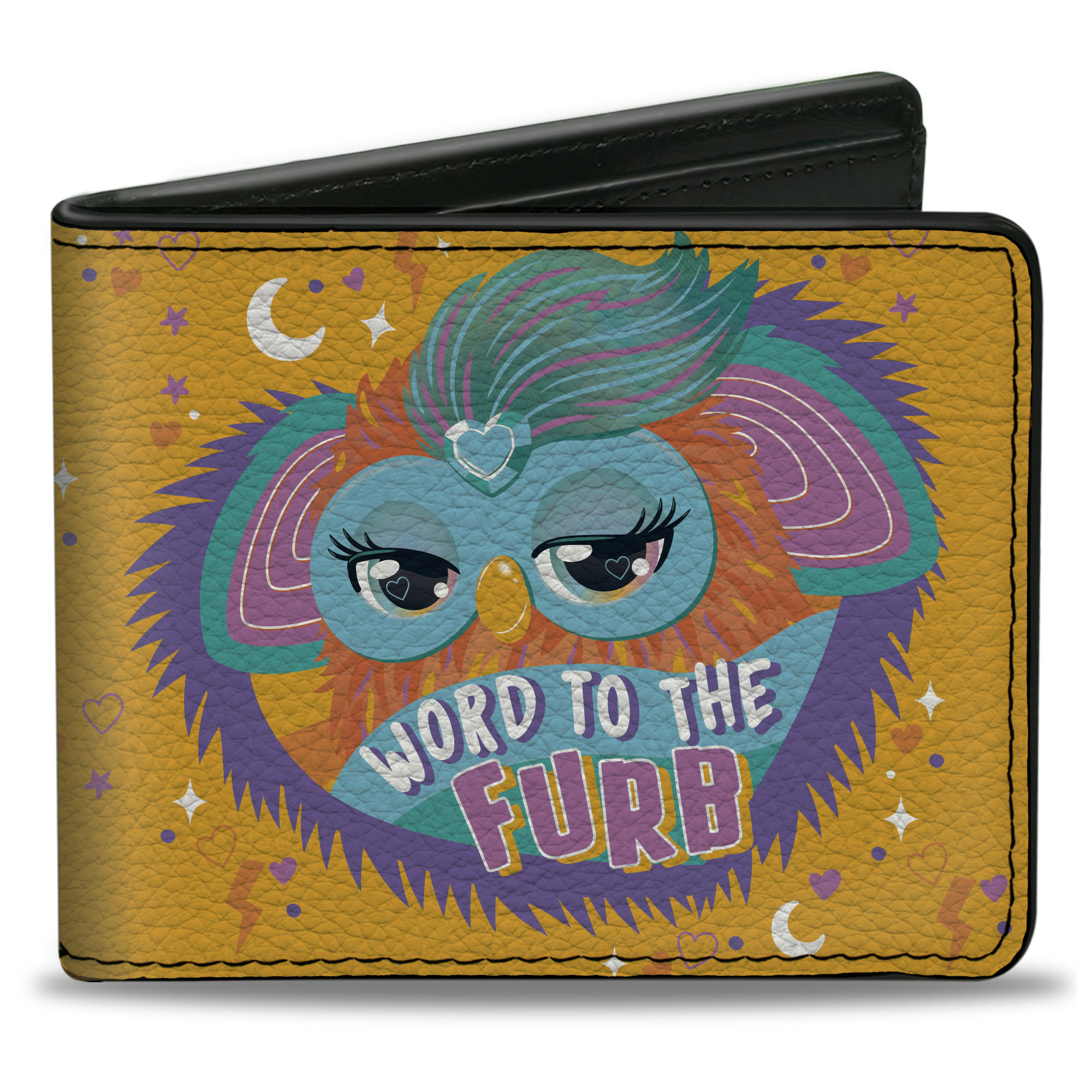 BI-FOLD WALLET FURBY Orange Furby WORD TO THE FURB Heart Pose and Title ...