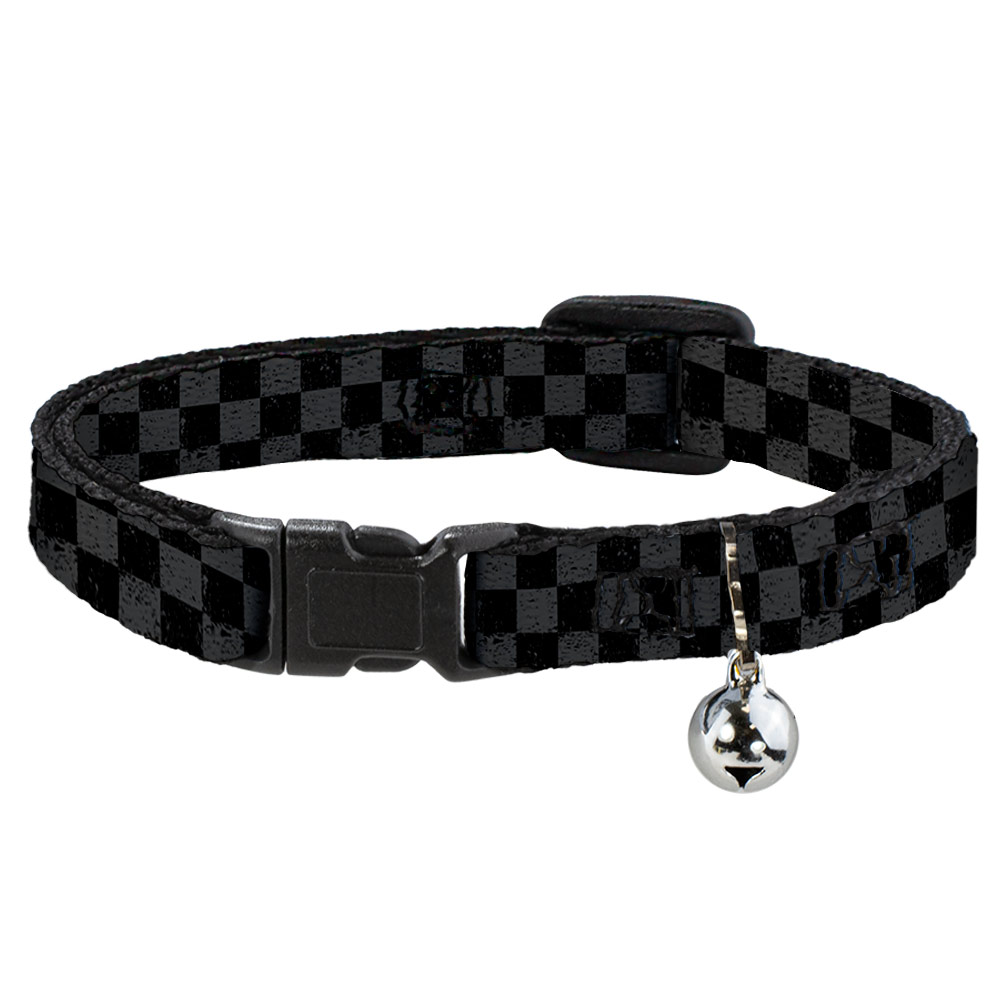 Cat Collar Breakaway with Bell Checker Weathered2 Black/Gray NARROW ...