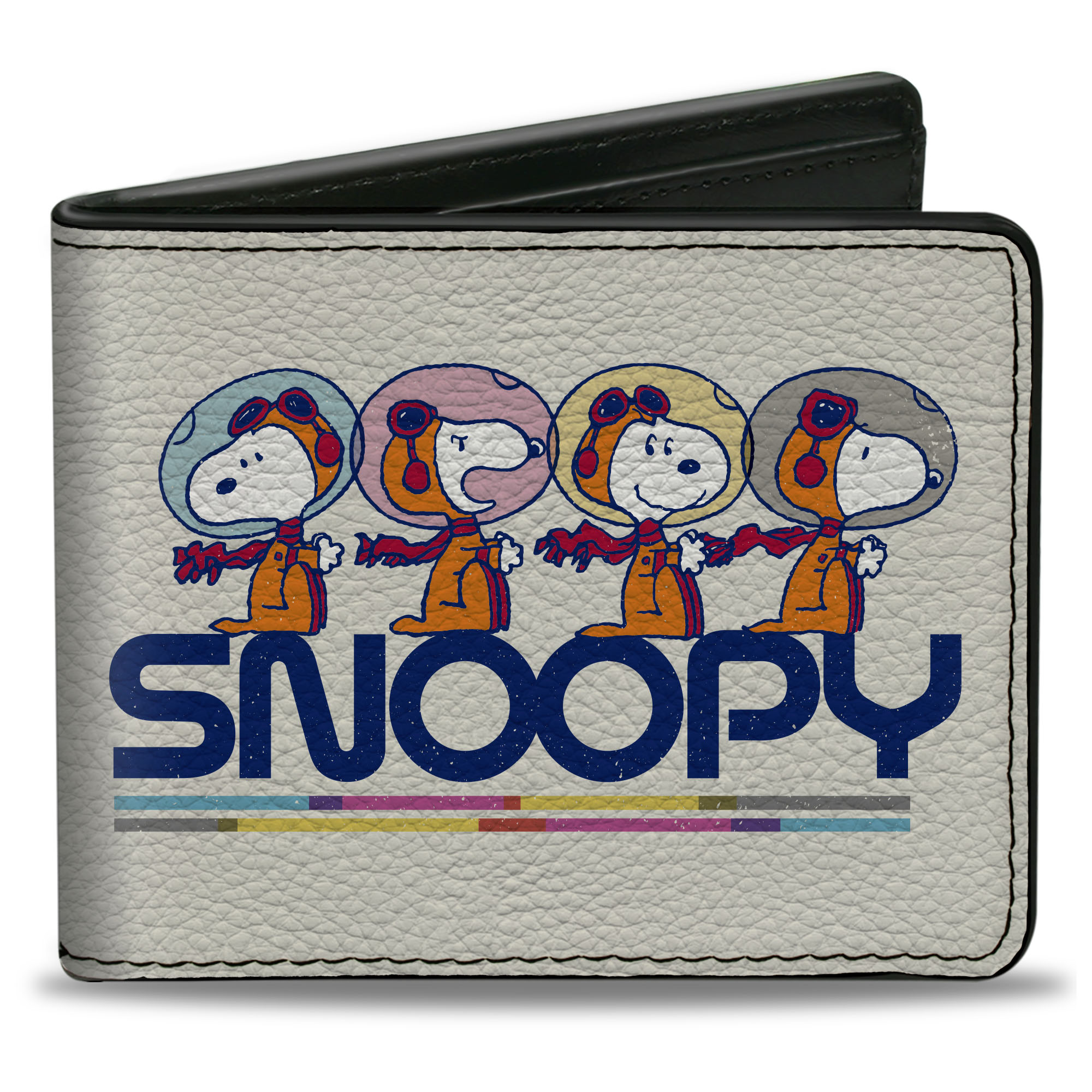 BI-FOLD WALLET PEANUTS Astronaut Snoopy Launch Poses and Text White ...