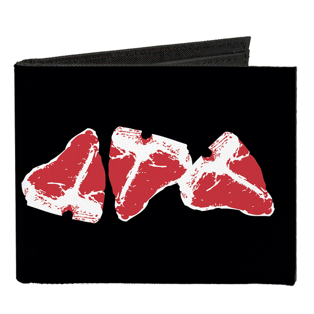 CANVAS BI-FOLD WALLET Steaks w/MEAT Text EUR 24,89 - PicClick IT