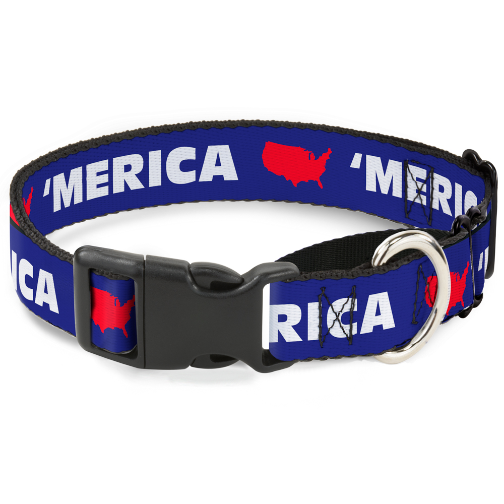 Plastic Martingale Collar 'MERICA/USA Silhouette Blue/White/Red Large ...