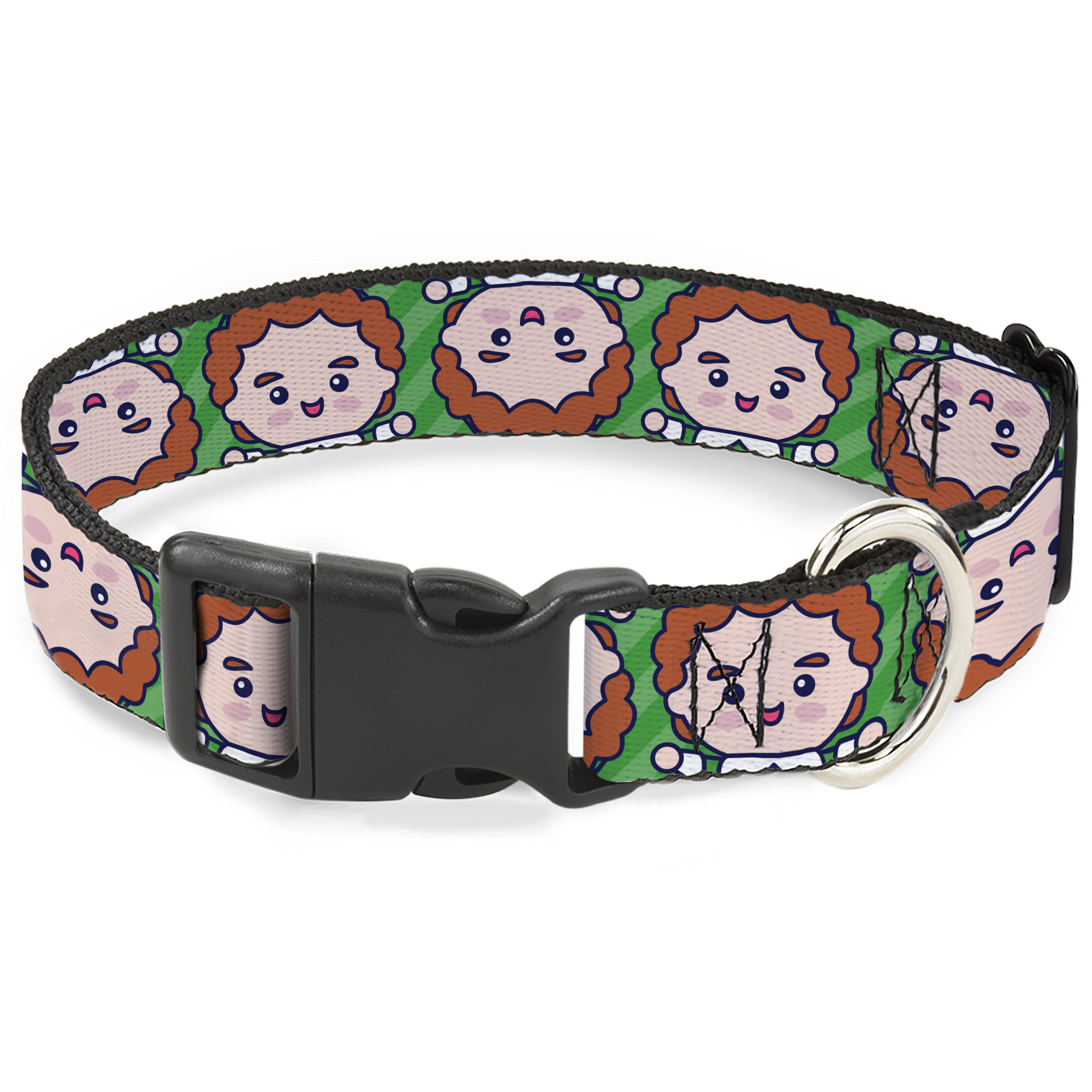 Plastic Clip Collar Elf Chibi Buddy Face Flip Stripe Greens NARROW ...