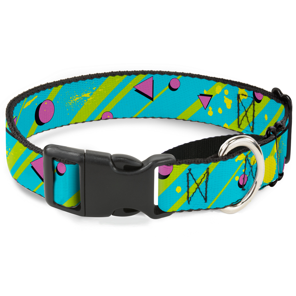 Plastic Martingale Collar Eighties Party Blue/Yellow/Pink Medium 11 ...