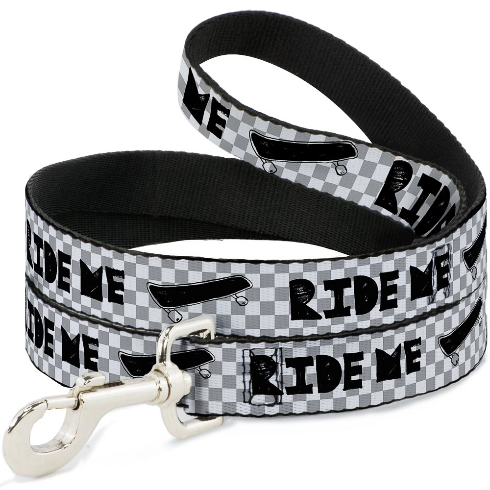 Dog Leash 6-FEET RIDE ME Skateboard w/Mini Checker White/Gray/Black ...