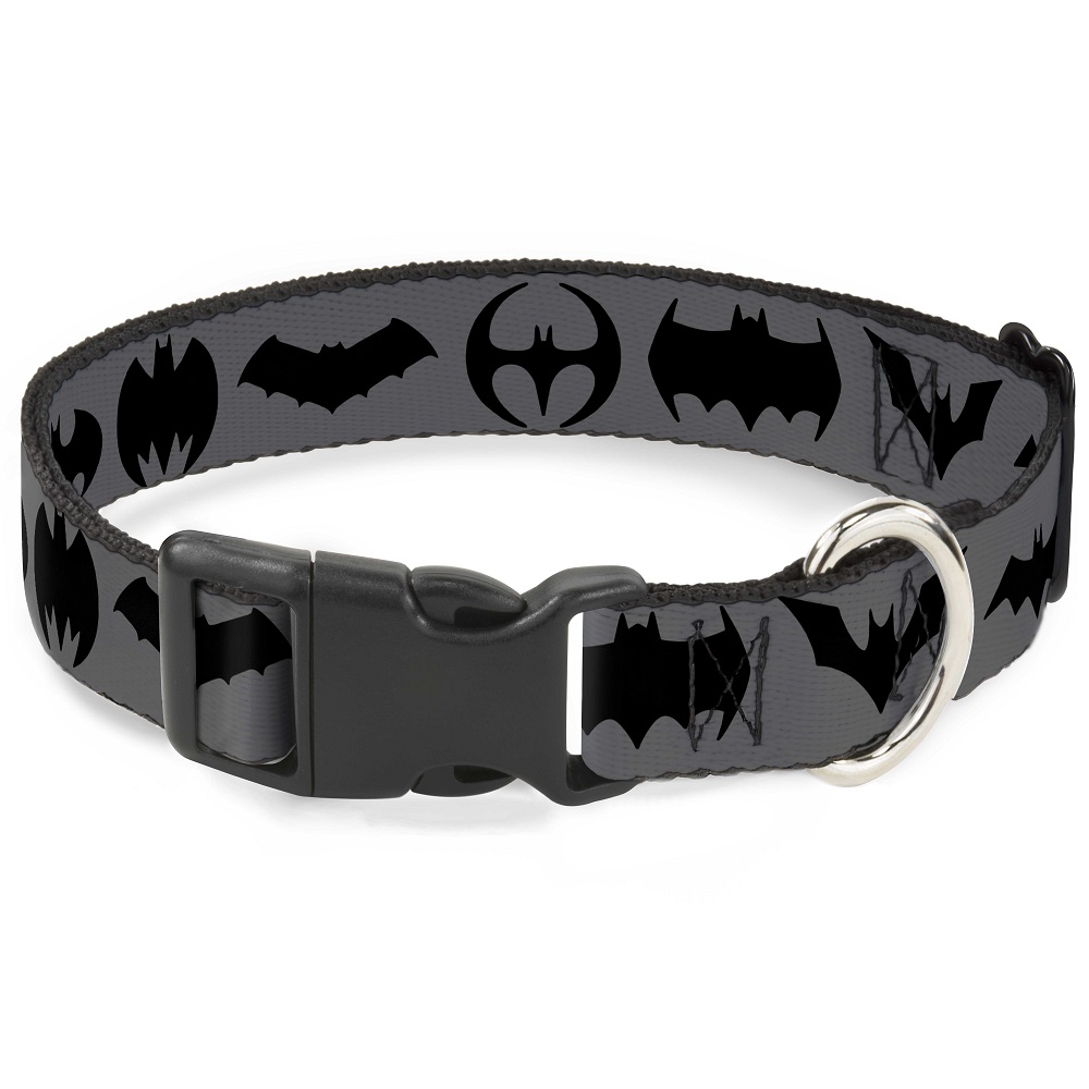 Plastic Clip Collar Bat Logo Transitions Gray/Black NARROW-Large 9.5-14 ...