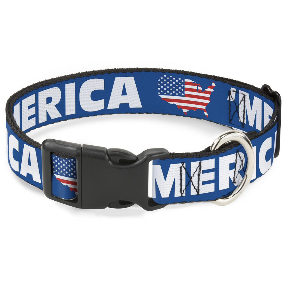 Plastic Clip Collar 'MERICA/USA Silhouette Blue/White/US Flag WIDE ...