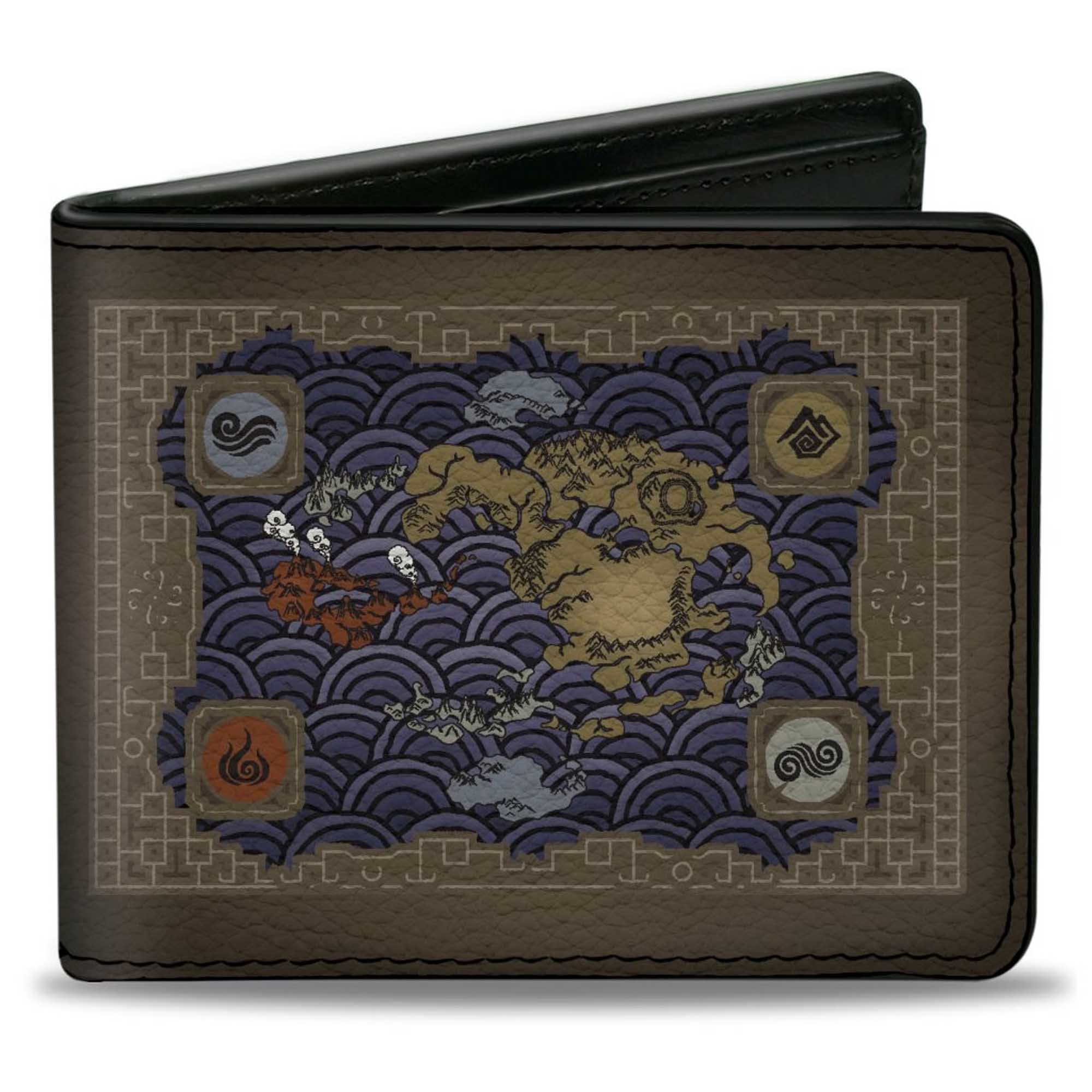 BI-FOLD WALLET AVATAR Last Airbender Elements Map with Icons and Title ...