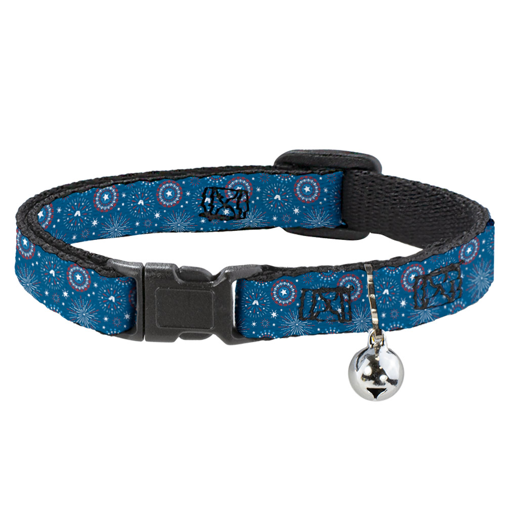Cat Collar Breakaway with Bell Captain America Fireworks Icons Blue ...