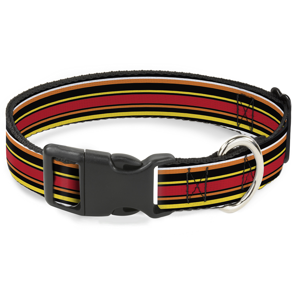 Plastic Clip Collar Fine Stripes Black/Yellows/Orange/Red/White WIDE ...