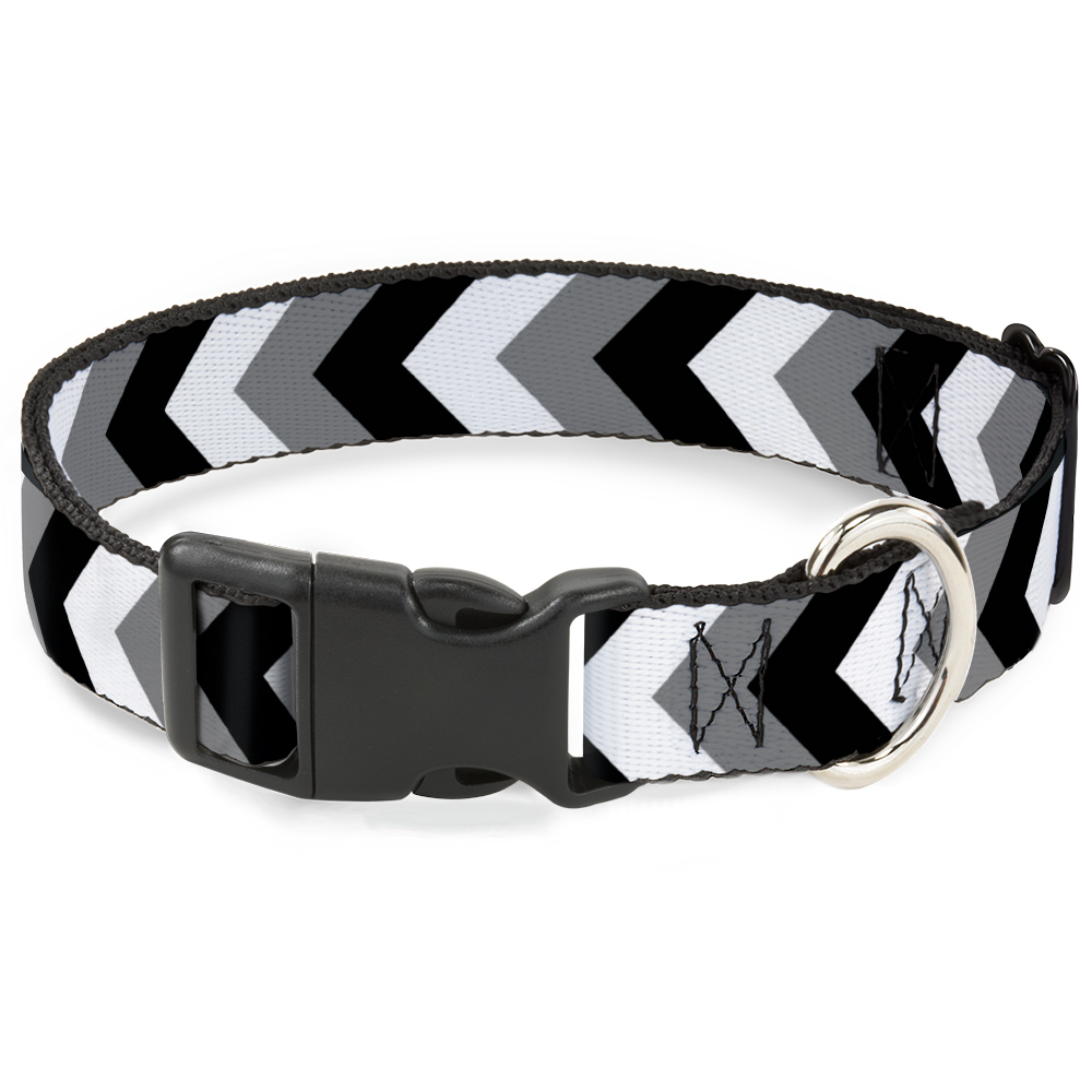 Plastic Clip Collar Chevron White/Gray/Black WIDE-Medium 16-23 ...