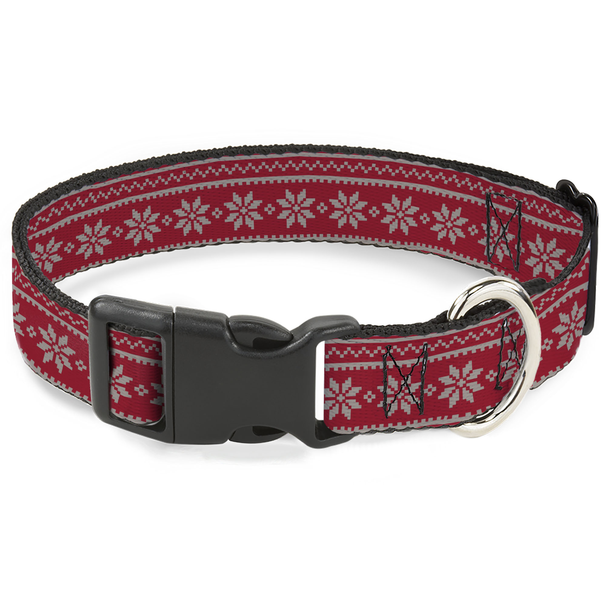 Plastic Clip Collar Christmas Holiday Fair Isle Stitch Pattern Red ...
