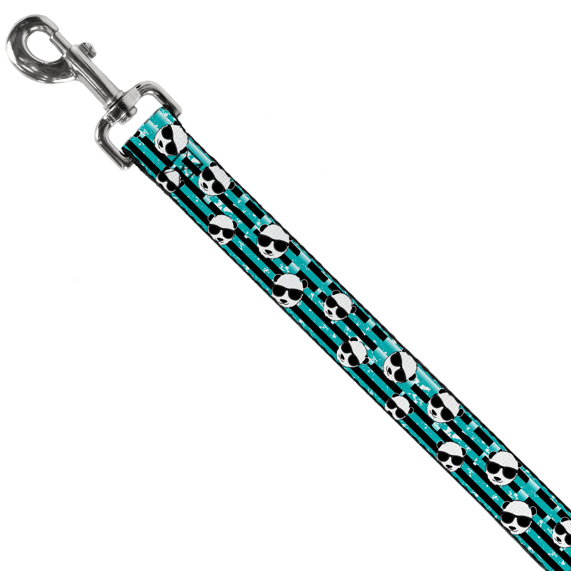 Dog Leash 6-FEET Multi Panda w/Sunglasses Stripe Turquoise/Black ...