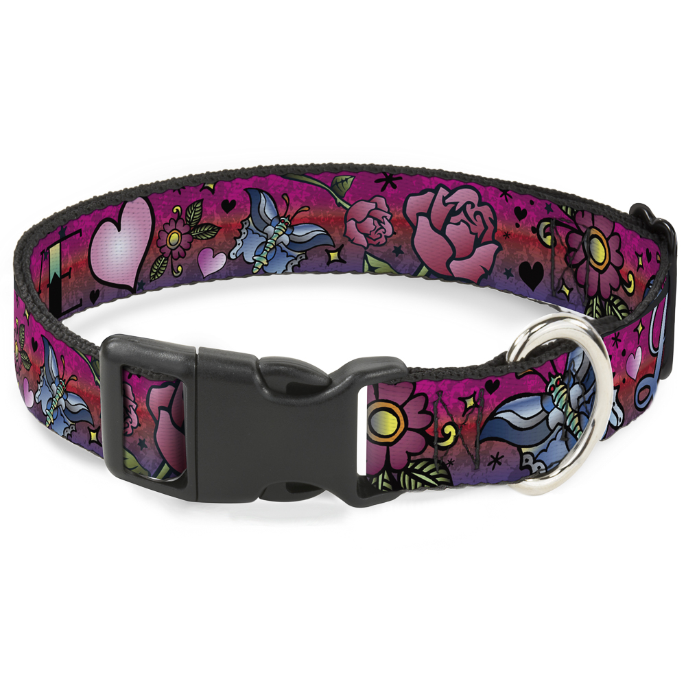 Plastic Clip Collar Love Love Pink WIDE-Medium 16-23" 700146513821 | eBay