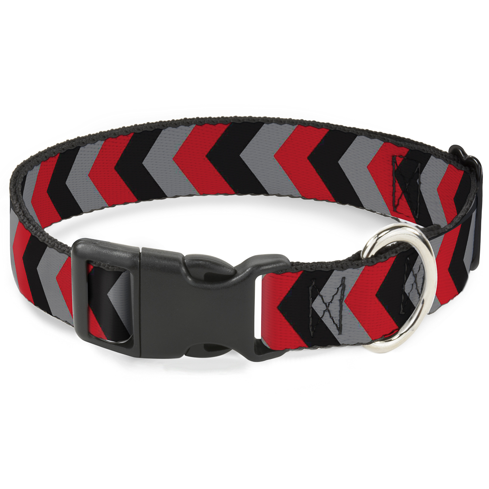 Plastic Clip Collar Chevron Red/Black/Gray WIDE-Small 13-17 ...