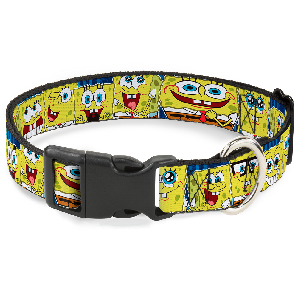 Plastic Clip Collar SpongeBob Expressions Stripe Blue WIDE-Medium 16-23 ...