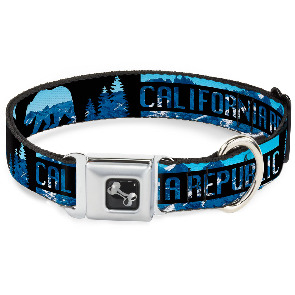 Dog Collar Bone CALIFORNIA REPUBLIC/Bear/Stars Silhouette Black/Scen ...