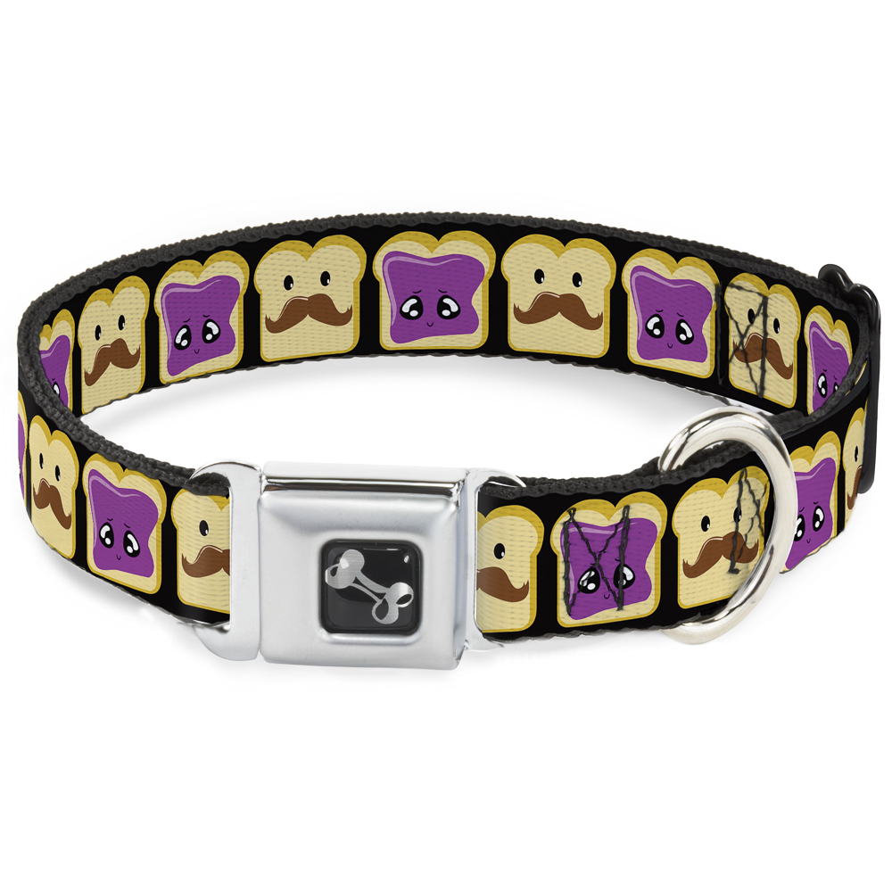 Dog Collar Bone Peanut Butter w/Mustache & Jelly Medium 11-16.5 ...