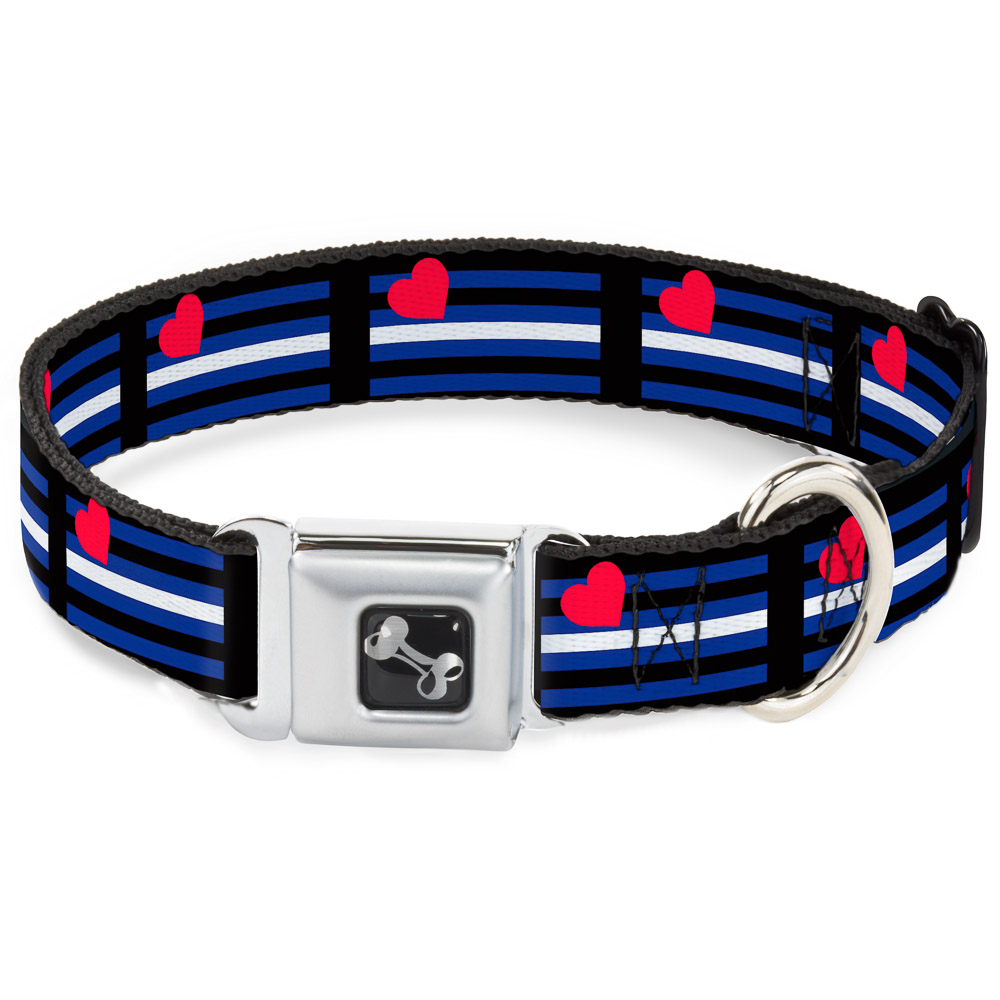 Dog Collar Bone Flag Leather Black/Blue/Red/White Small 9.5-13 ...