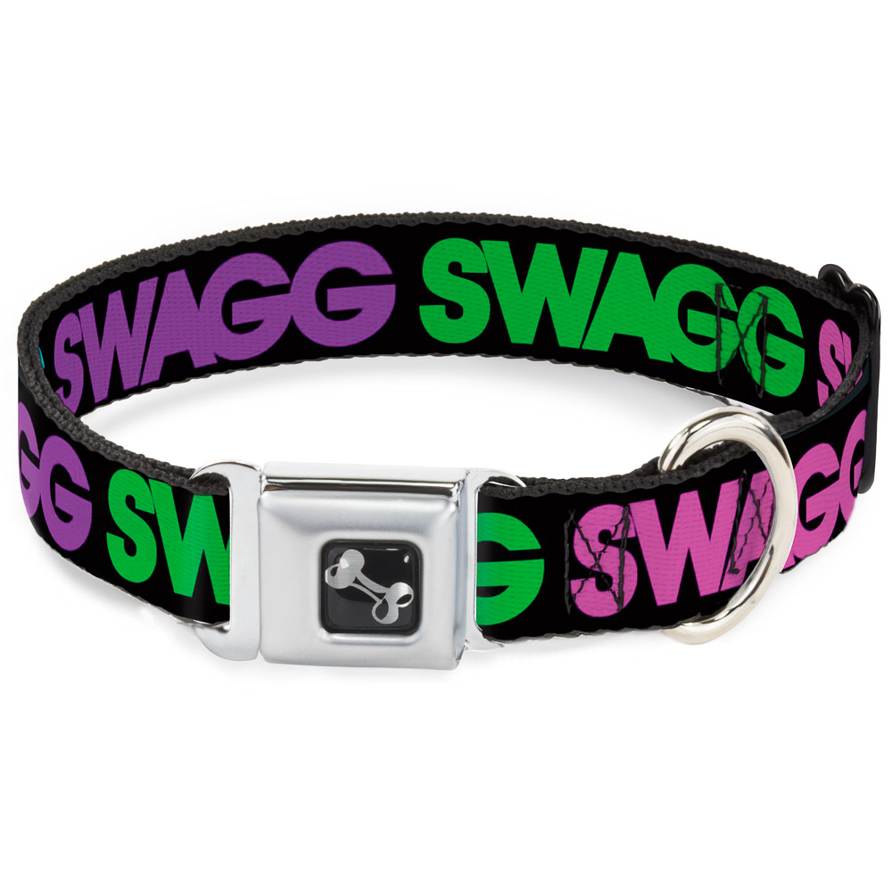 Dog Collar Bone SWAGG Black/Hot Pink/Turquoise/Purple/Neon Green Large ...
