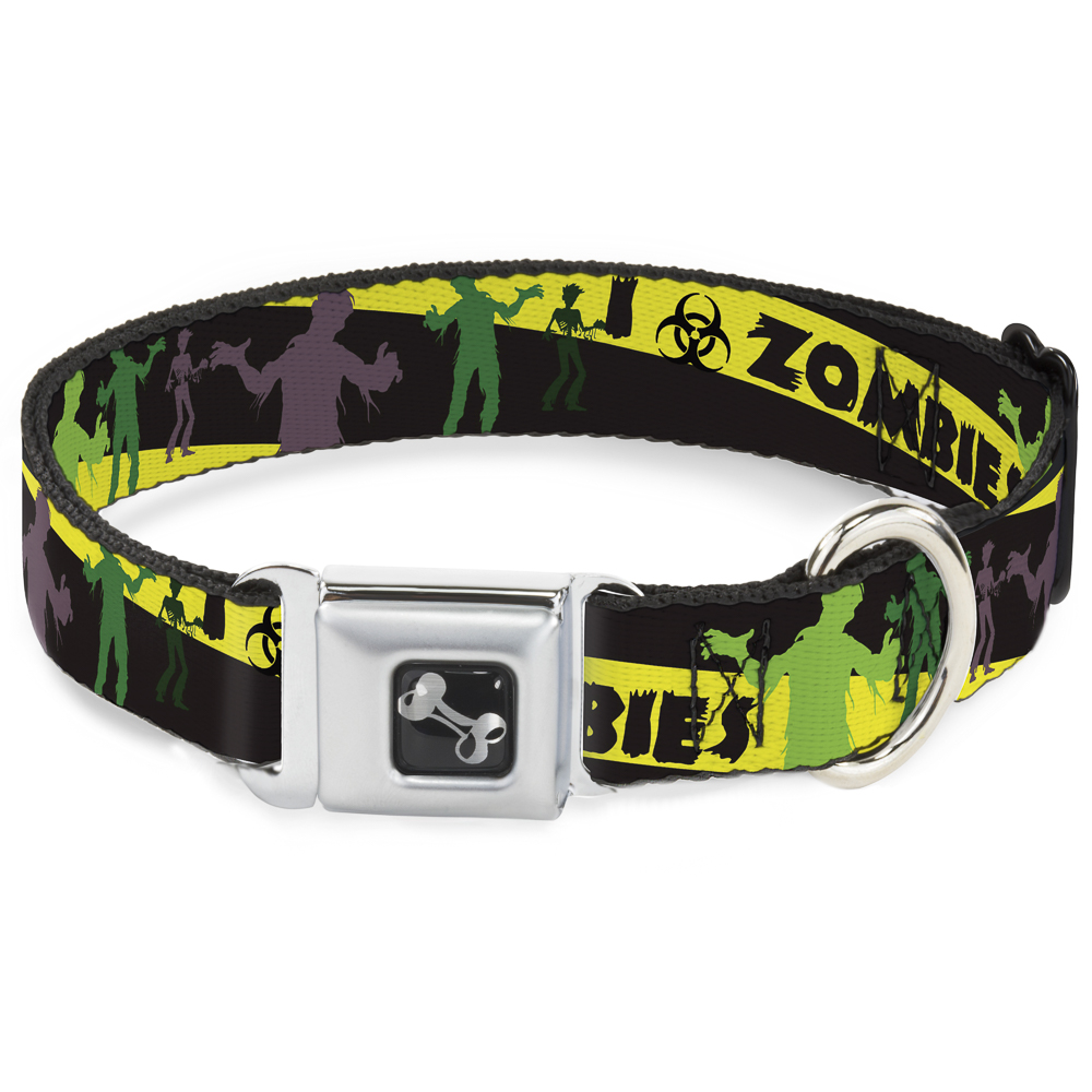 Dog Collar Bone Zombies Biohazard Black/Yellow/Green Large 15-24 ...