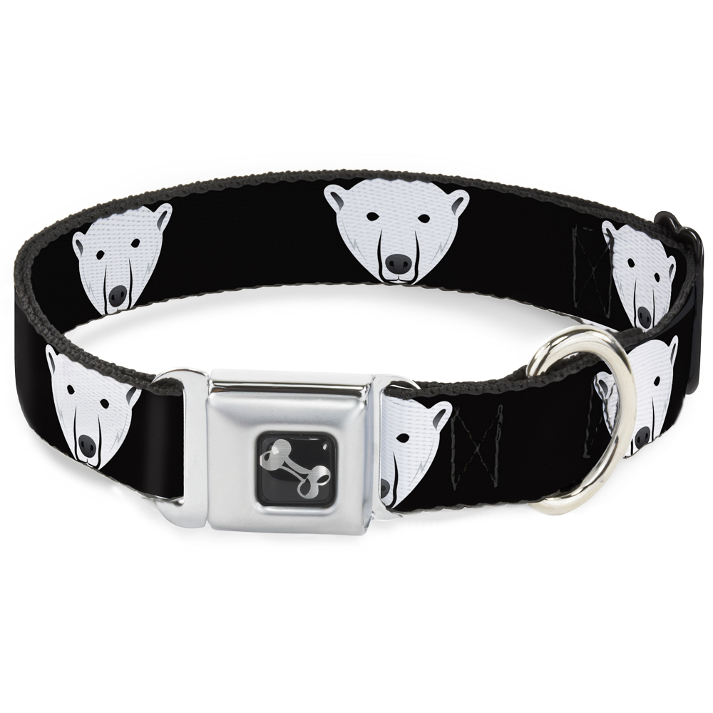 Dog Collar Bone Polar Bear Repeat Black Large 15-24" 700146086974| eBay