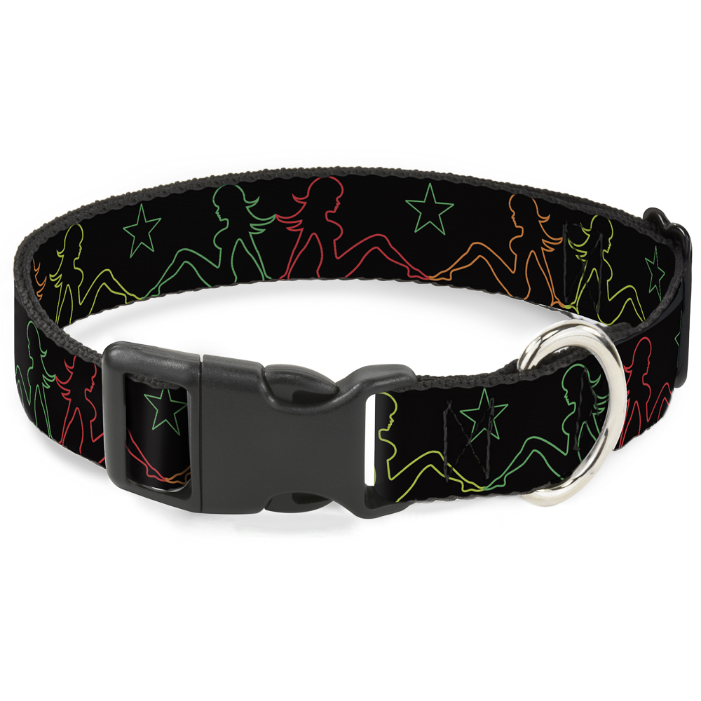 Plastic Clip Collar Mud Flap Girls w/Star Outline Black/Multi Color ...