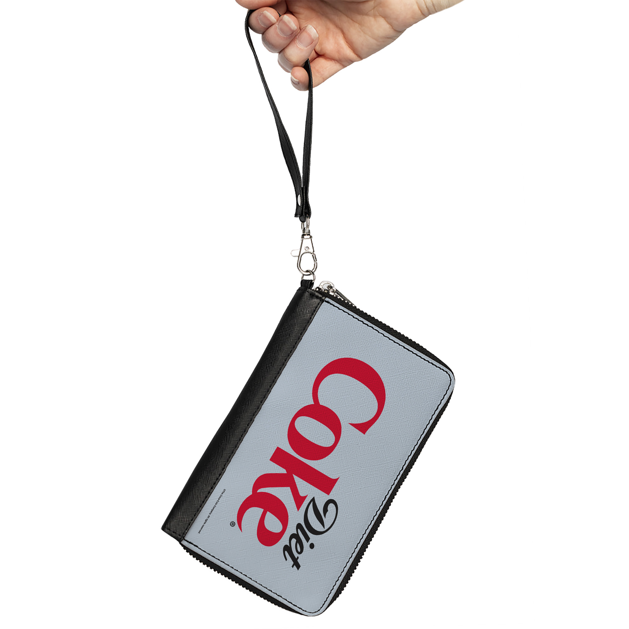 PU ZIP AROUND Wallet Rectangle DIET COKE Logo Centered Light Gray/Black ...