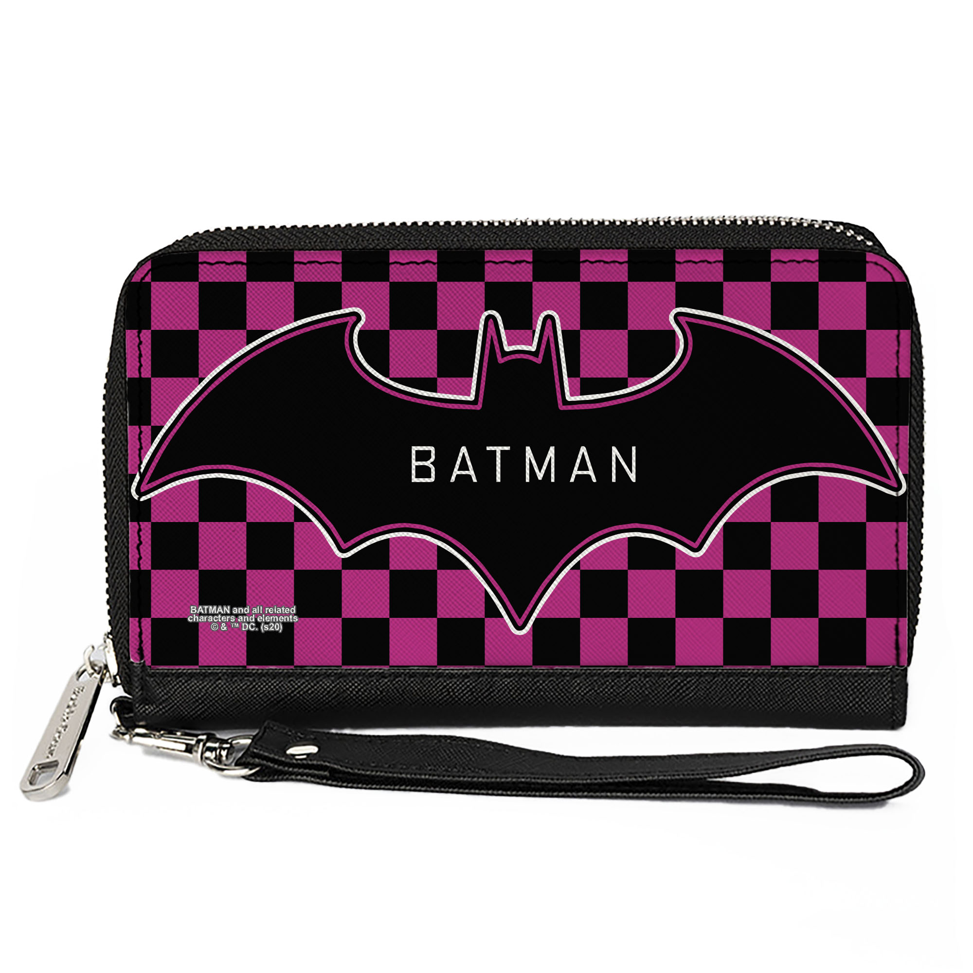PU Zip Around Wallet Rectangle BATMAN Bat Logo Close-Up Checker Fuch ...