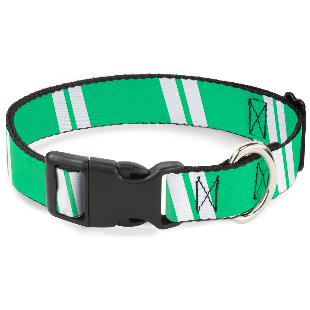 Plastic Clip Collar Hash Mark Stripe Double Green/Silver WIDE-Small 13 ...