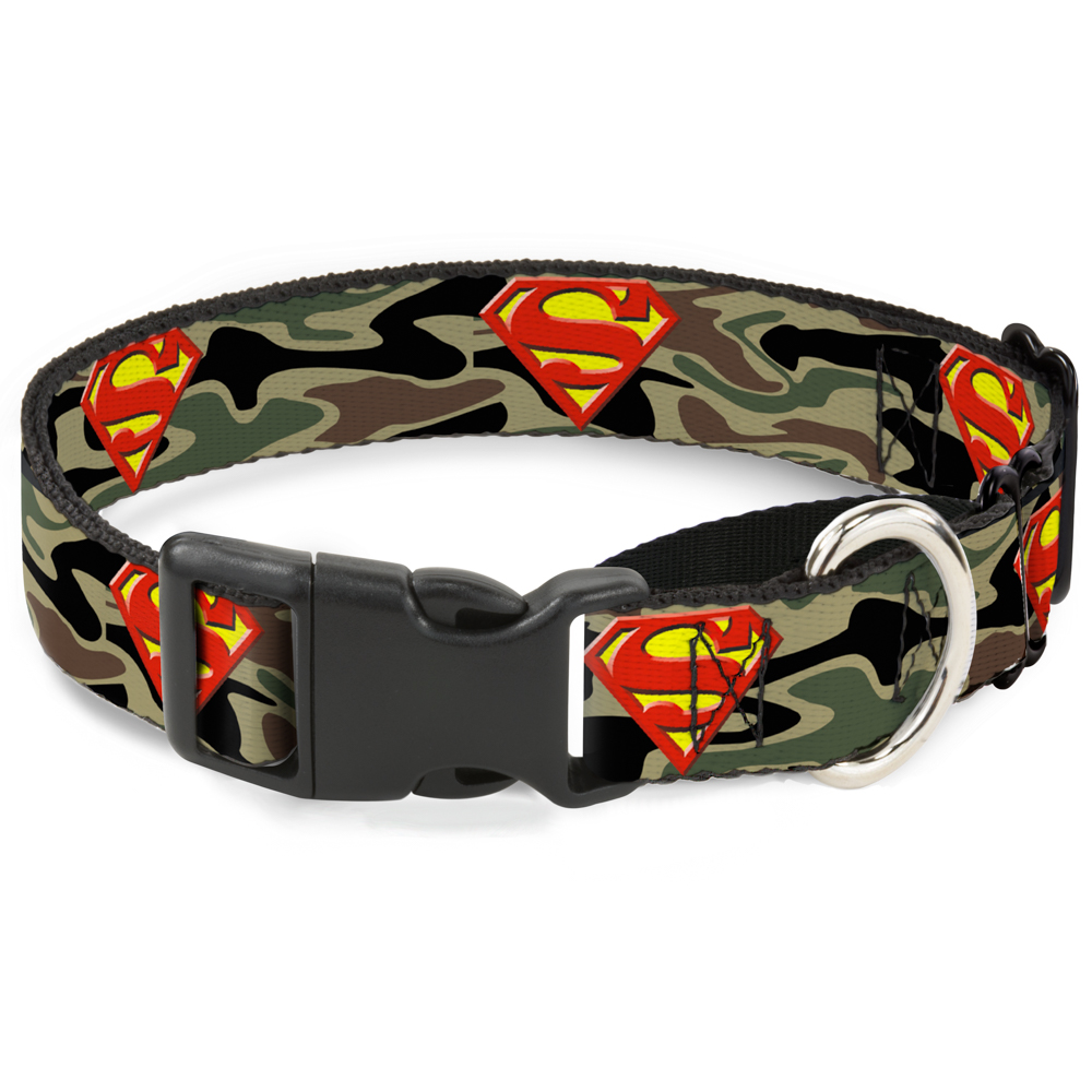 Plastic Martingale Collar Superman Shield Camo Olive Large 15-26 ...