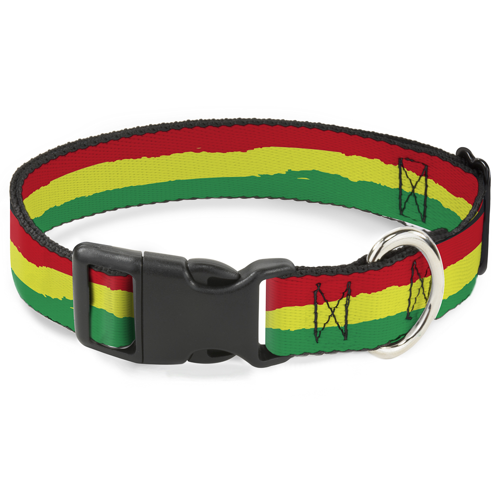 Plastic Clip Collar Rasta Stripes Painted Green/Yellow/Red WIDE-Large ...