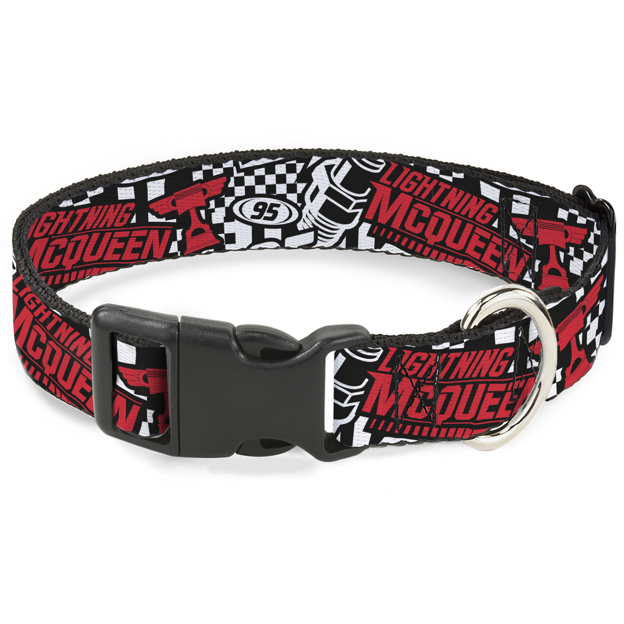 Plastic Clip Collar Cars Lightning McQueen Racing Collage White/Blac ...