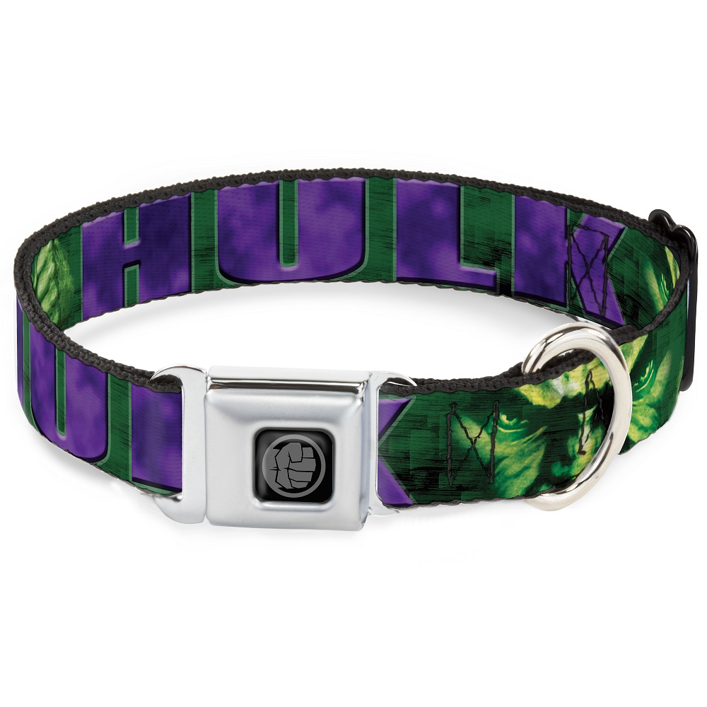 MARVEL COMICS Dog Collar HUK-Hulk Avengers Icon Black/Silver HULK Face ...