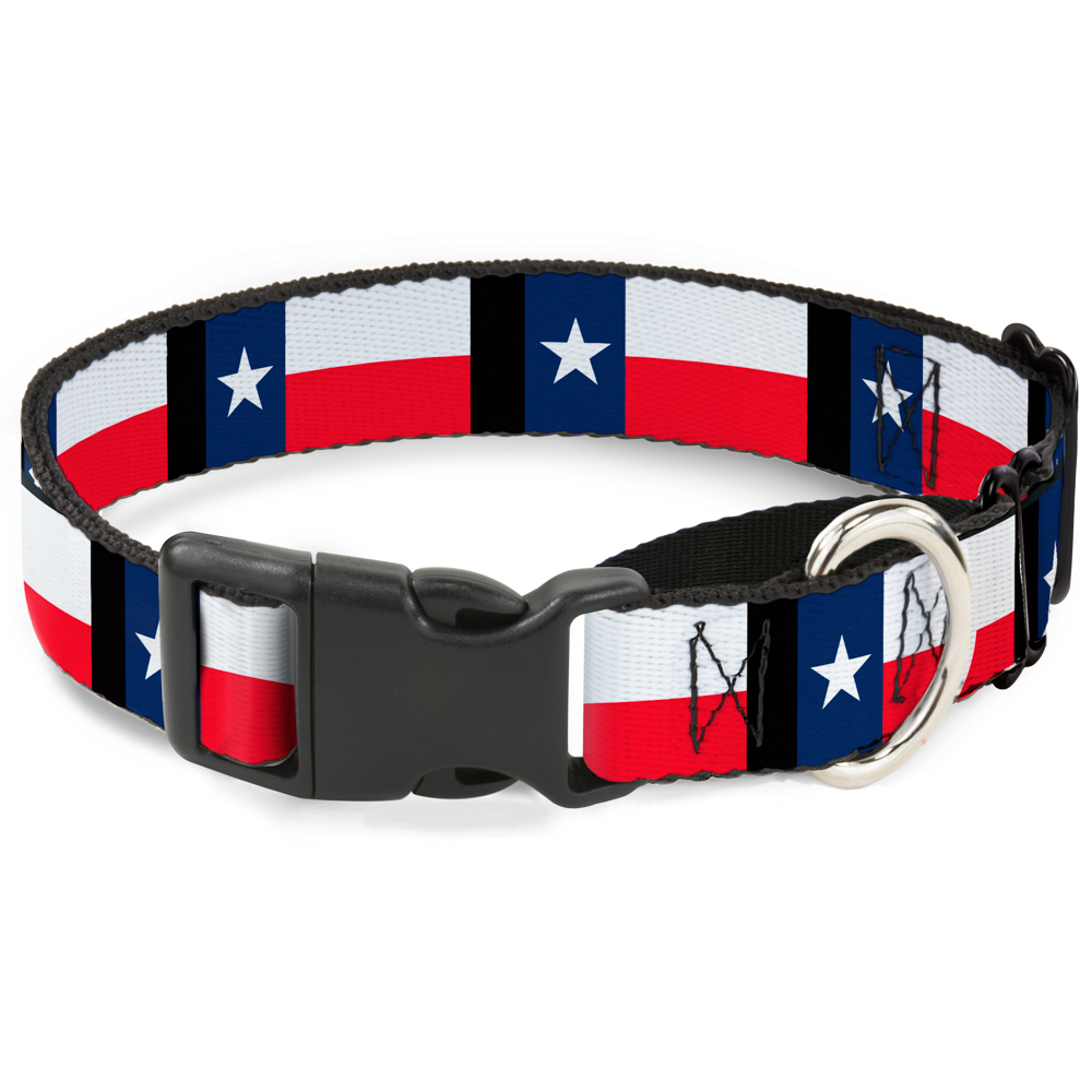 Plastic Martingale Collar Texas Flag/Black WIDE-Small 13-18" (US IMPORT ...