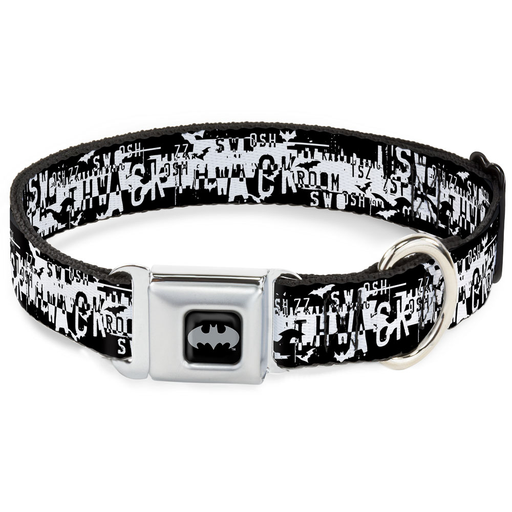 Dog Collar BMA-Batman Black/Silver Batman Action Verbiage Black/White ...