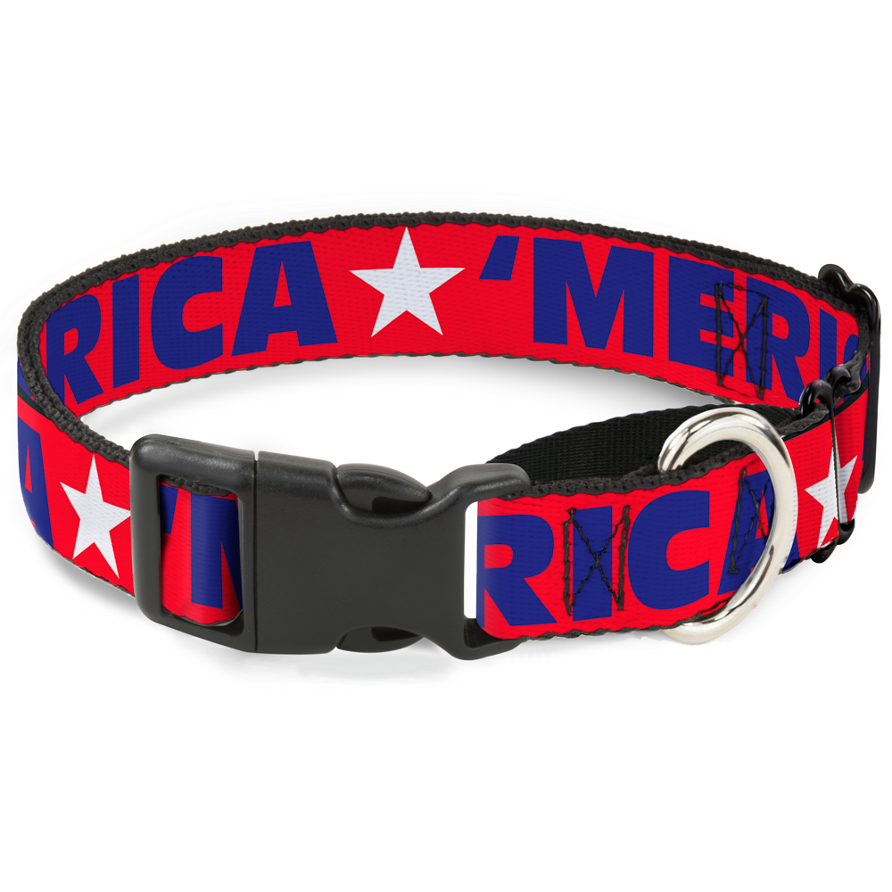 Plastic Martingale Collar 'MERICA/Star Red/Blue/White WIDE-Small 13-18 ...