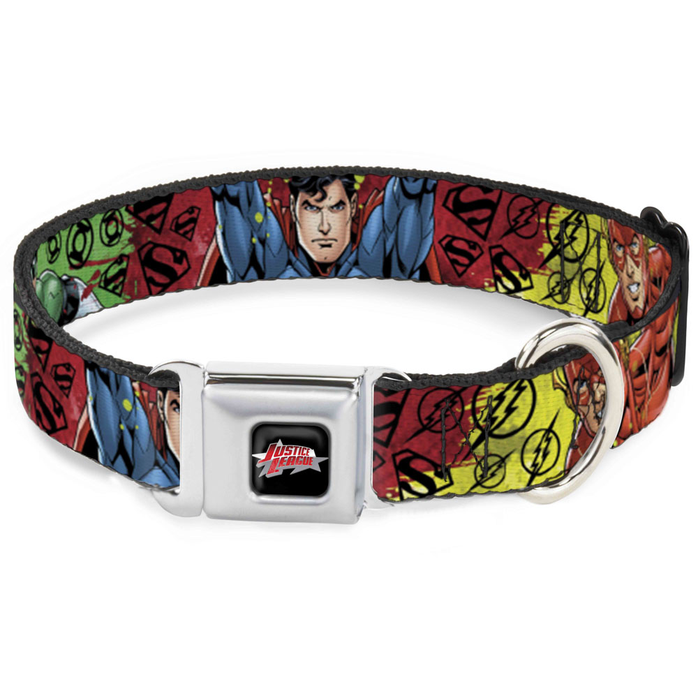 Dog Collar JLO-JUSTICE LEAGUE Star Logo Black/Silver-Fade/Red Justice ...