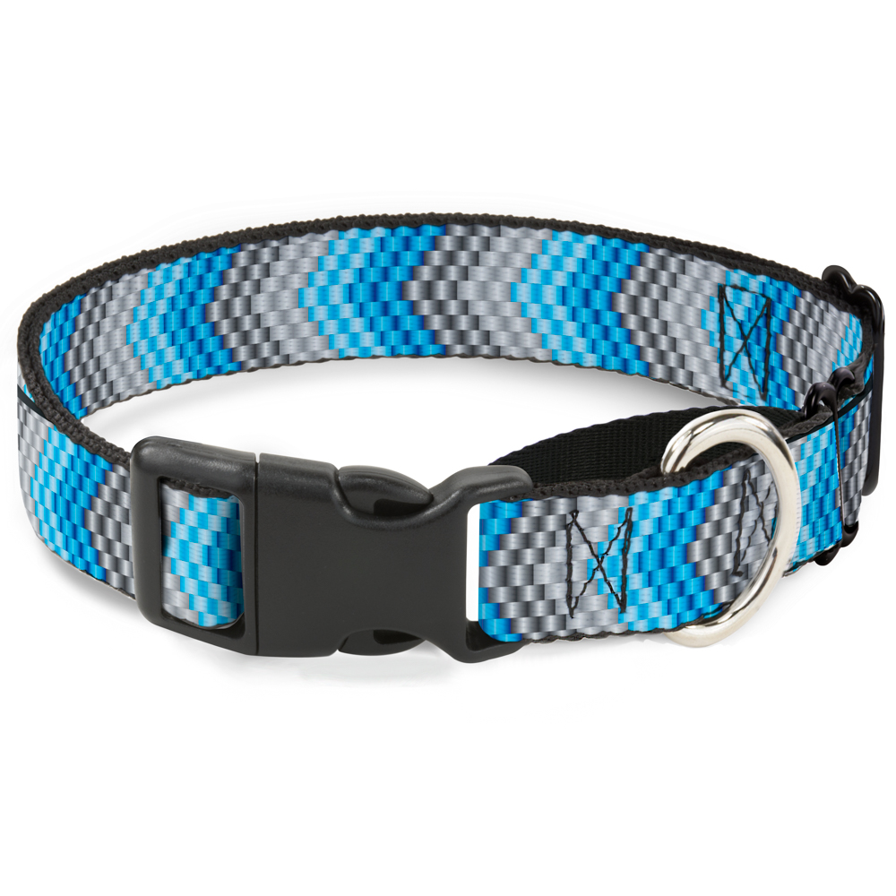 Plastic Martingale Collar Chevron Weave Grays/Blues WIDE-Medium 16-23 ...