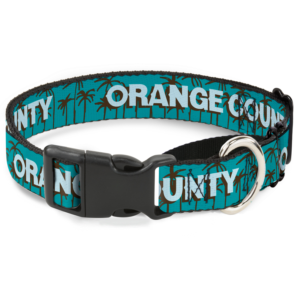 Plastic Martingale Collar ORANGE COUNTY/Palm Trees Blue/Brown/Light ...