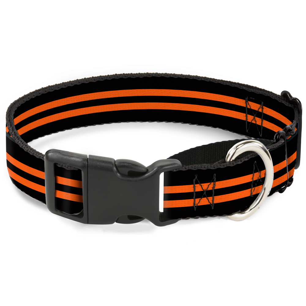 Plastic Martingale Collar Stripe Black/Orange WIDE-Small 13-18 ...