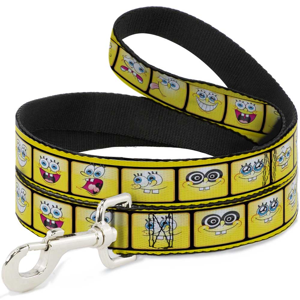 Dog Leash 6-FEET SpongeBob 10-Expressions Filmstrip Yellows/Black/White ...